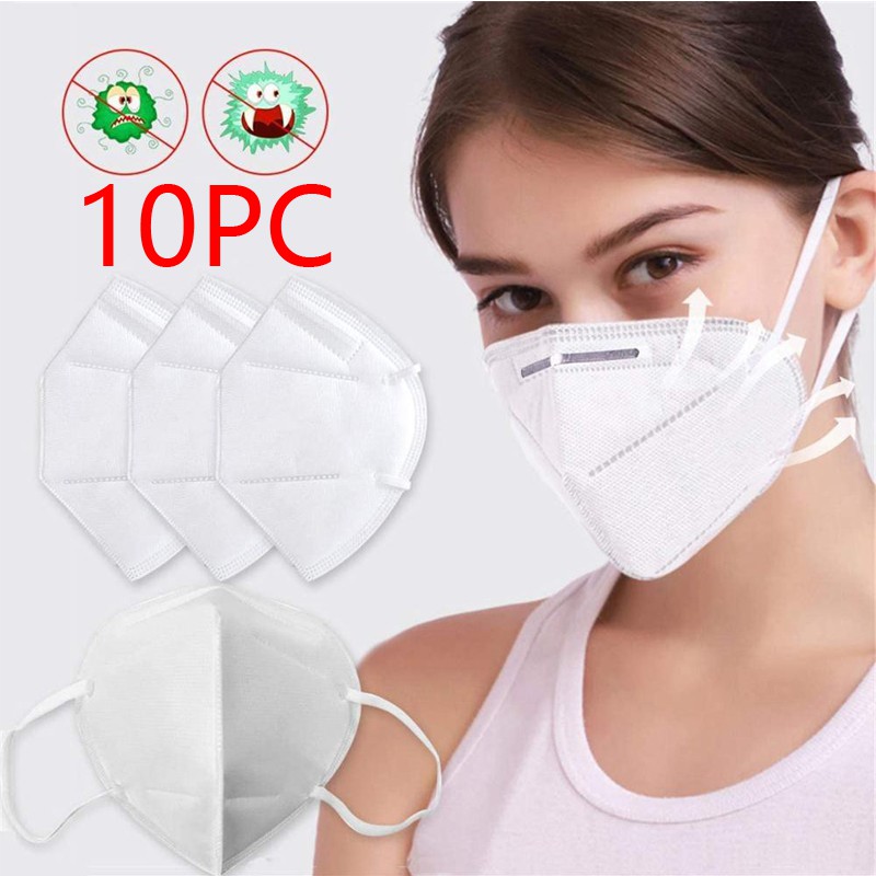10 PCS White KN95 5 Layers Filters Face Mask Surgical Face Mask for ...