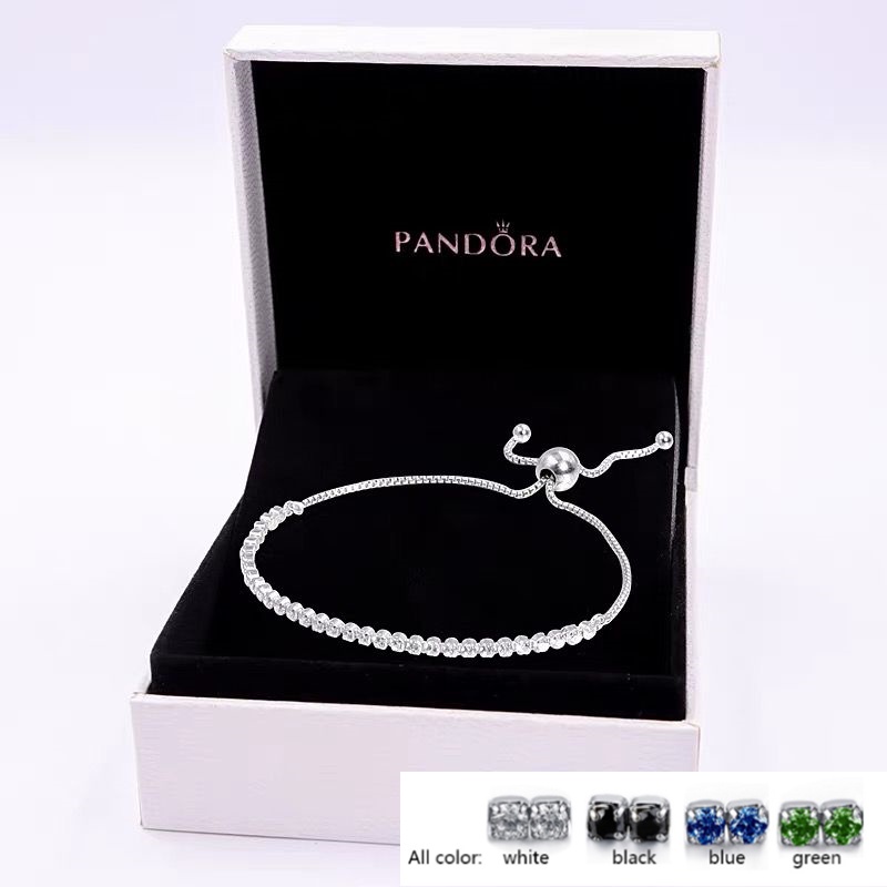 Pandora Bracelet 925 Silver Cubic Zirconia Diamond Adjustable Bracelets ...