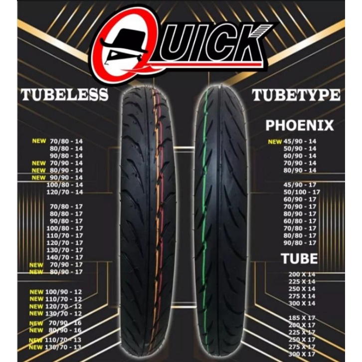 QUICK TUBELESS TIRE (at different sizes) w/ free sealant and pito ...