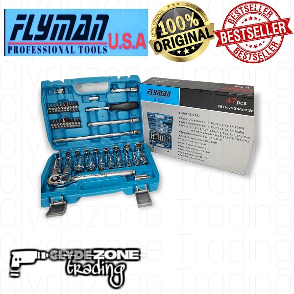 FLYMAN ORIGINAL 47 PCS 3/8" DRIVE SOCKET SET ORIGINAL HEAVY DUTY ...