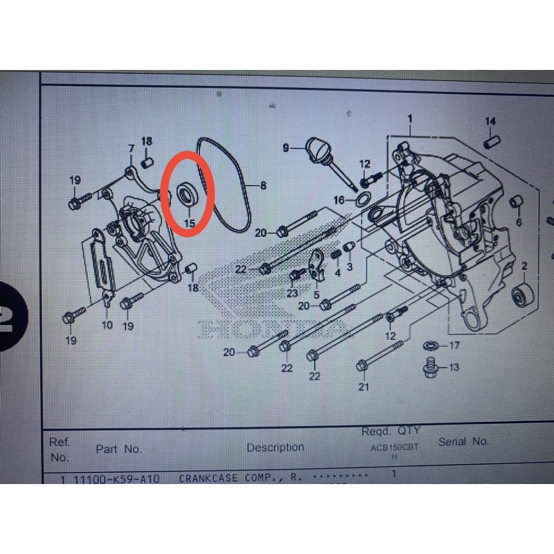 Magneto Oil Seal for Click125/150 V1 V2/Click160/Pcx160/Adv160 | Shopee ...