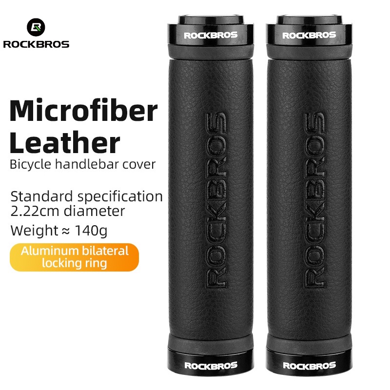 【PH Delivery】ROCKBROS Leather Bike Handlebar Grips Rainproof Shockproof ...