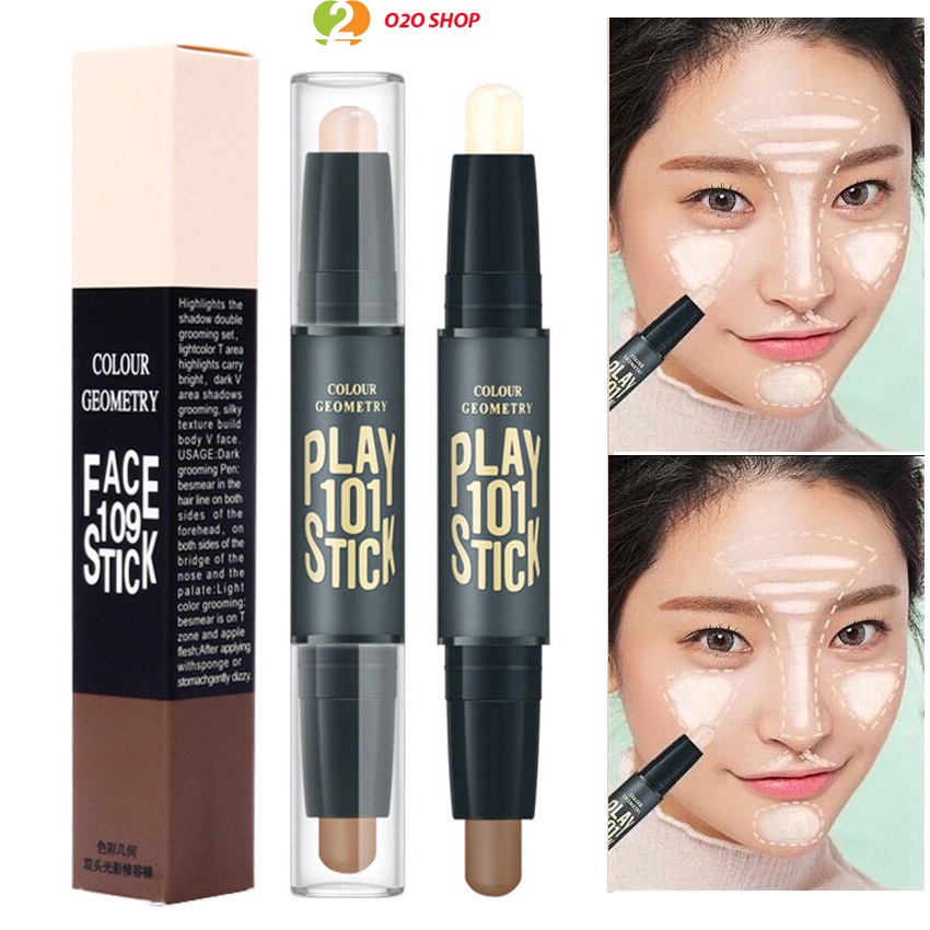 Lameila Double-Headed Concealer Contour Pen, Makeup Contour / Highlight ...