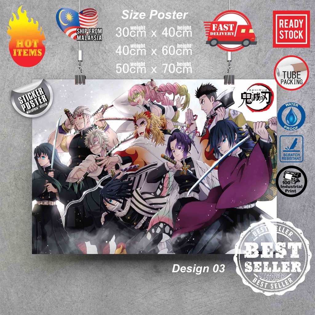 Demon Slayer Kimetsu no Yaiba poster Tanjirou Nezuko Zenitsu Giyuu 11 ...