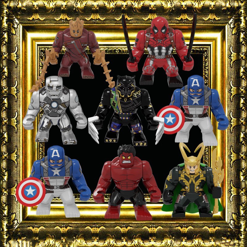 Compatible With Minifigures Marvel Deadpool Groot Iron Man Black ...
