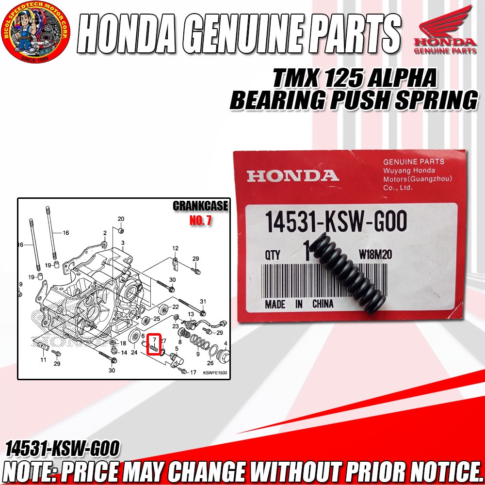 TMX 125 ALPHA BEARING PUSH SPRING (HPI) (Genuine: 14531-KSW-G00 ...