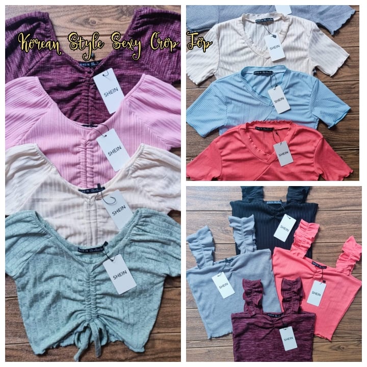 Crop Top with Overlap Sleeves / Korean Style / Sexy Cut | Shopee ...