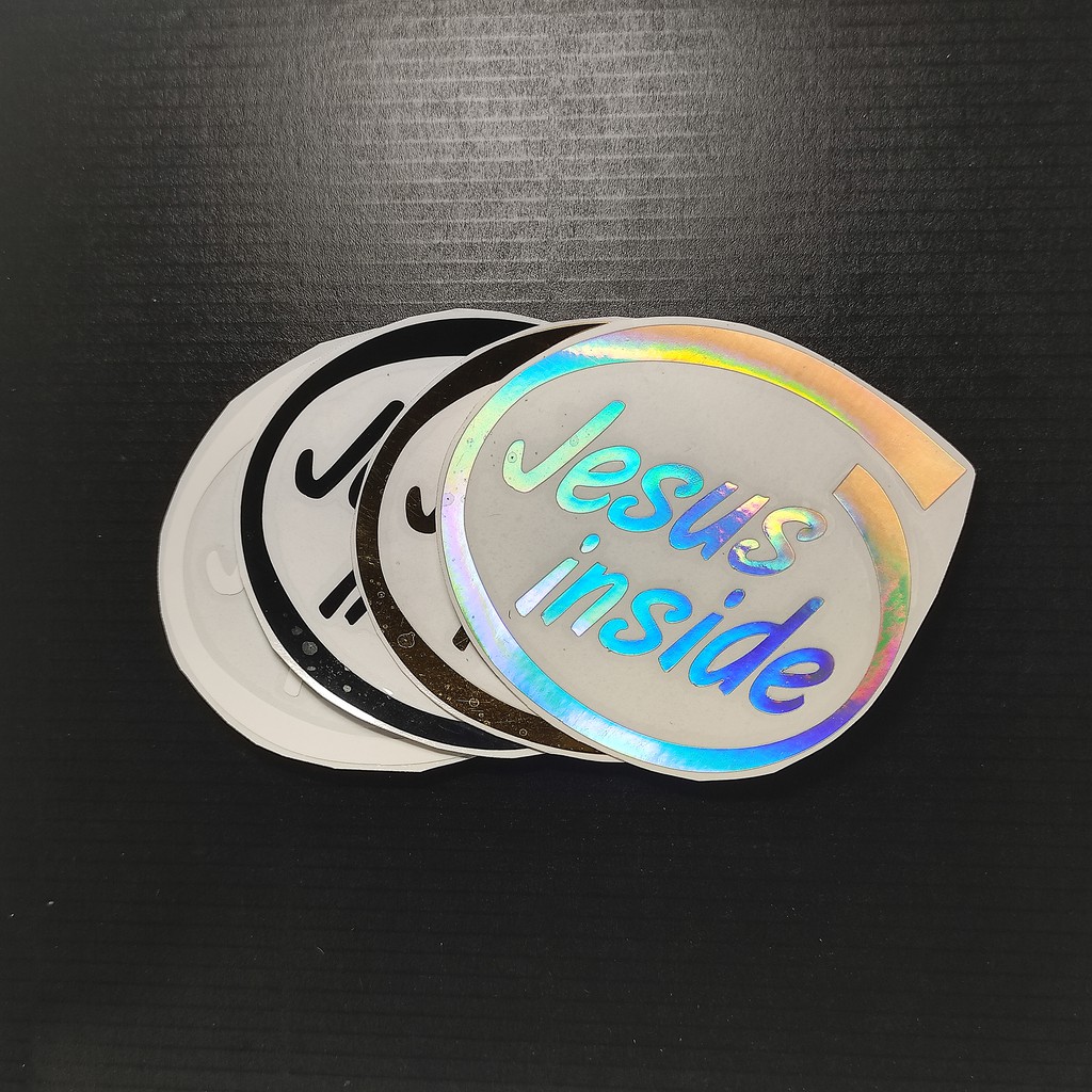JESUS INSIDE Sticker Decal Hologram Gold Chrome Yayamanin Christian ...