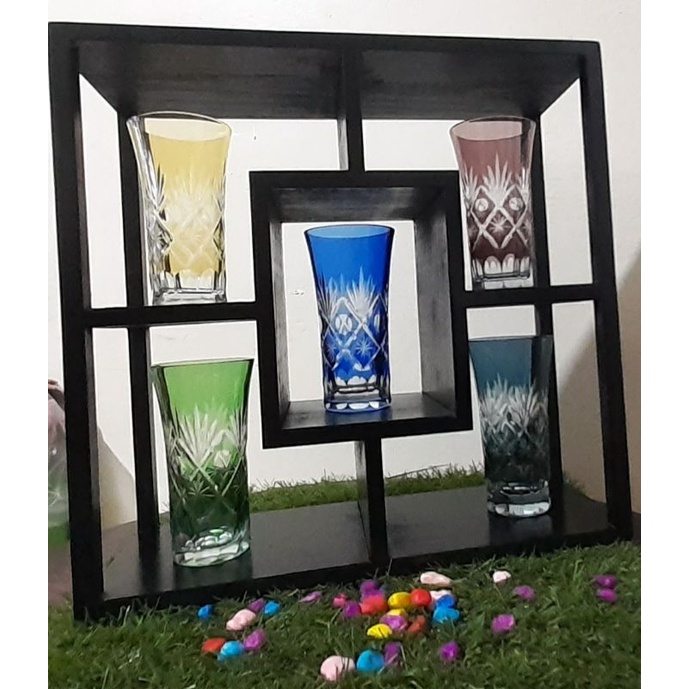 EDO KIRIKO Japanese Shot Glass with wooden rack | Shopee Philippines