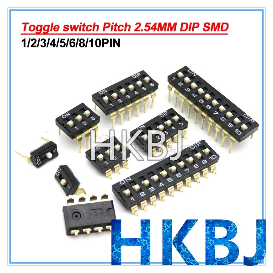 5PCS Toggle switch DIP SMD 1/2/3/4/5/6/8/10PIN ibuw slide switch socket ...