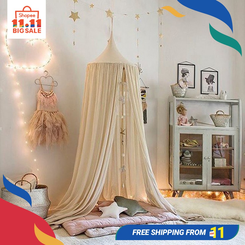 Qpie丨Princess Canopy for Kids Baby Bed, Round Dome Kids Indoor Mosquito ...