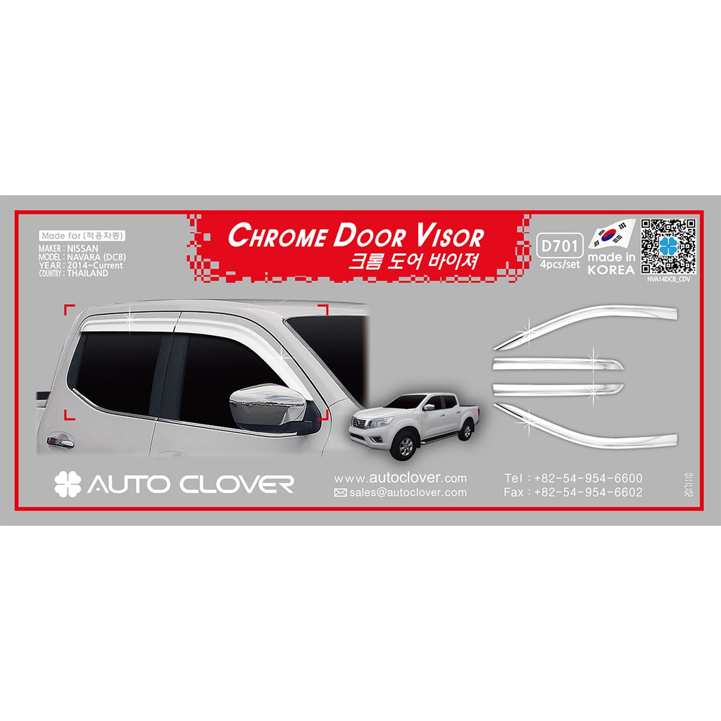 Nissan NAVARA NP300 2015+ Auto Clover Chrome Wind Deflectors Door Visor ...
