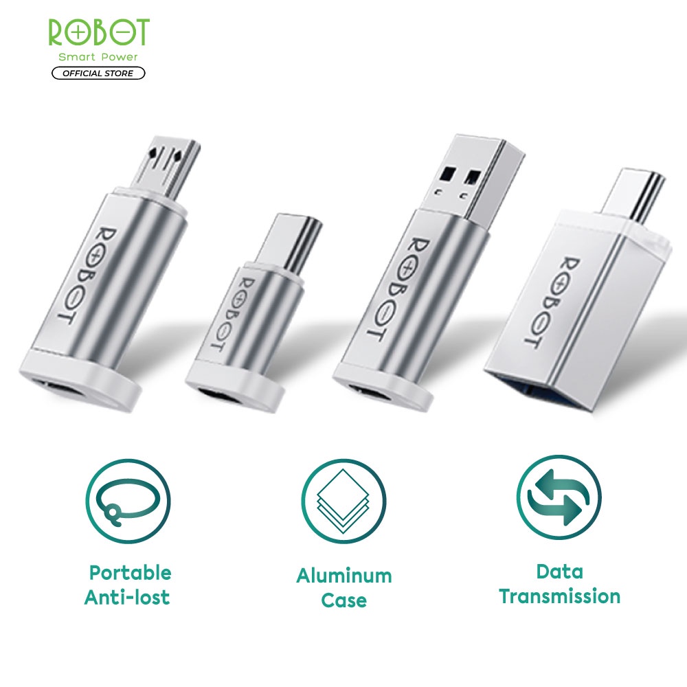 ROBOT RT-OTG01 Micro To Type-C Small & Portable OTG Converter Aluminum ...