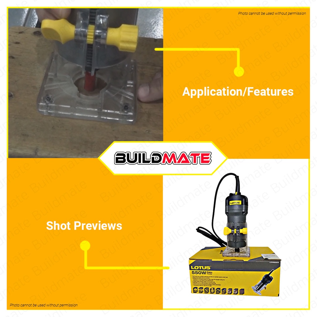 BUILDMATE Lotus 550W 1/4" Electric Palm Router / Trimmer Laminate Mini ...
