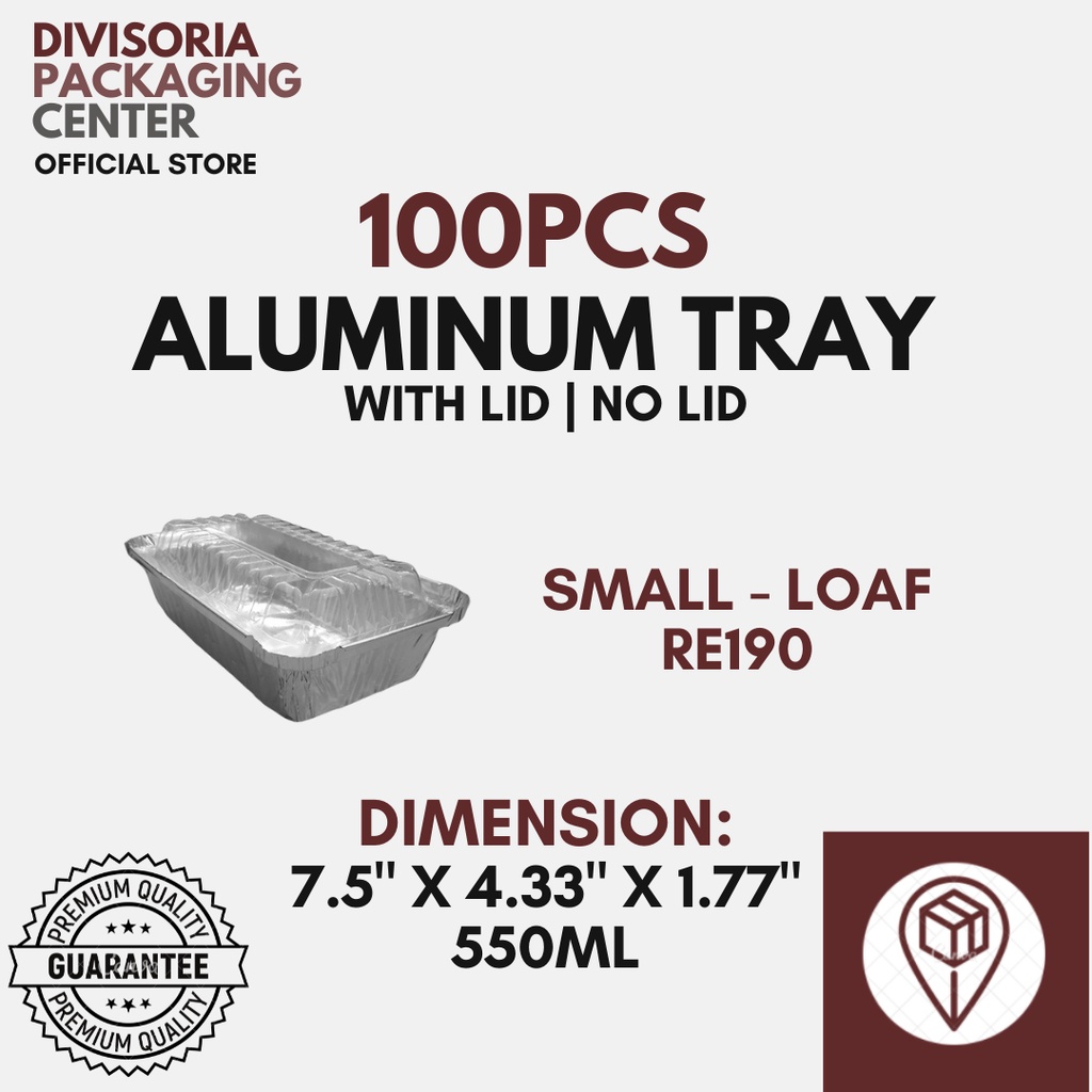 [100pcs] Loaf-Small Aluminum Tray | Pan With Lid/No Lid -RE190 [ 7.5"x ...