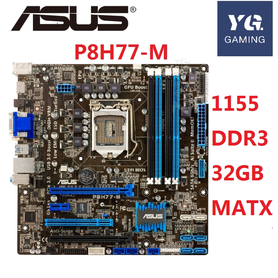 ASUS P8H77-M LGA 1155 DDR3 for I3 I5 I7 cpu 32GB USB2.0 USB3.0 H77 USED Desktop motherboard ...
