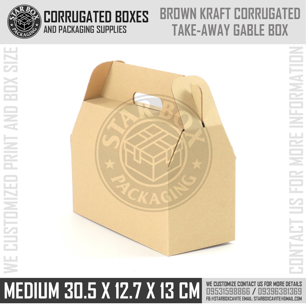 Starbox Medium Corrugated Gable Box Takeaway Box Takeout Box Lechon Box Pastry Box - 30.5x12 ...