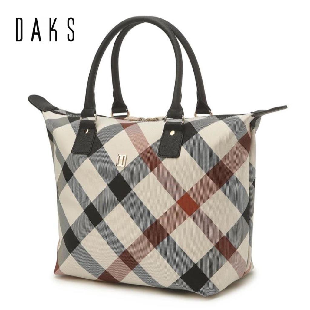 DAKS Beige Diagonal Big Check Lightweight Tote Bag Dark Beige Women's ...