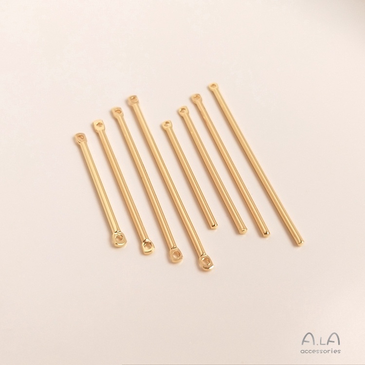 Color preserving 14K gold clad double hole small round rod connecting ...