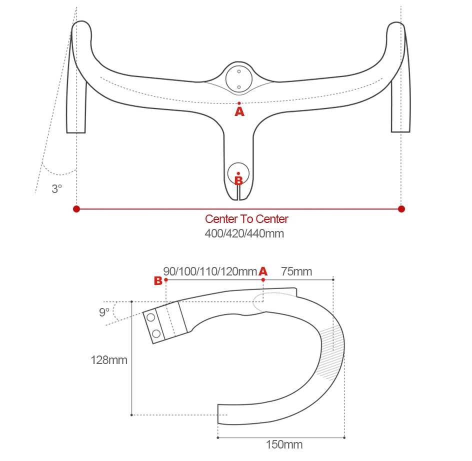 OG-EVKIN Carbon Road Integrated Handlebar 28.6mm Carbon Handlebars For ...