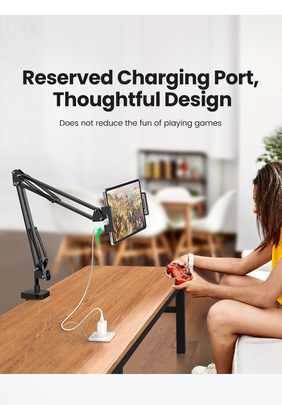 UGREEN Phone Long Arm Movable Holder Clamp Tablet Mount Lazy Holder ...