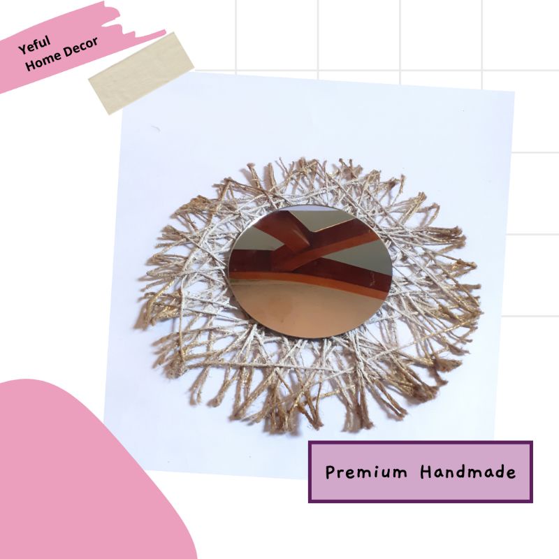 Aesthetic Round Wall Mirror Unique Glass Hanging Decoration | Shopee ...