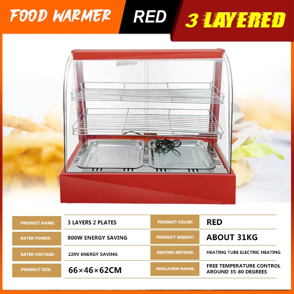 Heavy Duty Curve Glass Showcase Display Electric Food Warmer Food ...