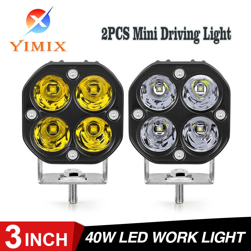 2Pcs LED Square Mini Driving Light Fog Lights Auxiliary Lights Bumper ...