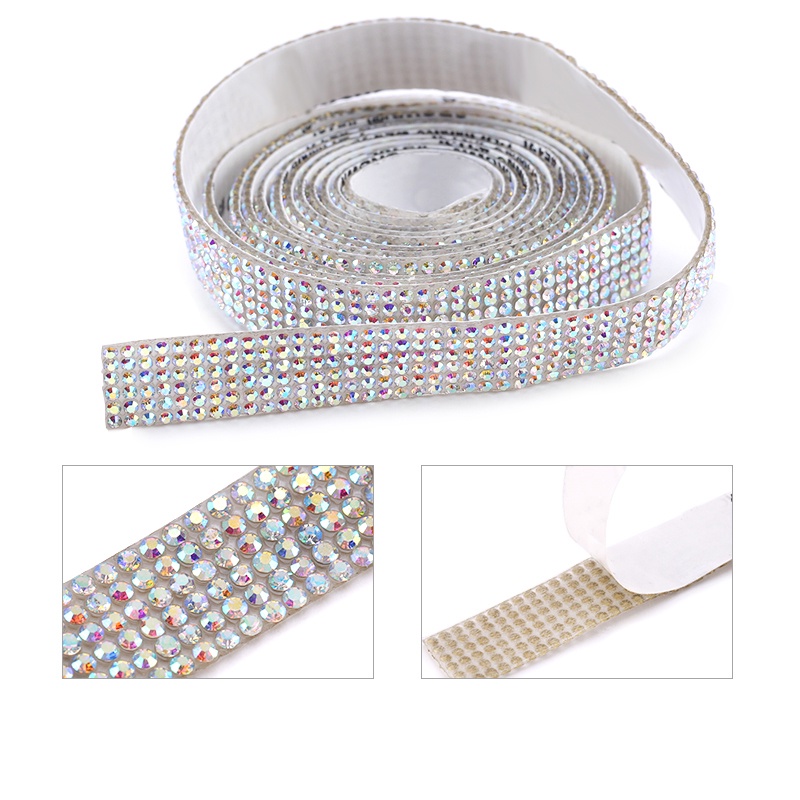 Self-adhesive Rhinestones Trim Glitter Crystal Ribbon Strass Tape Chain ...