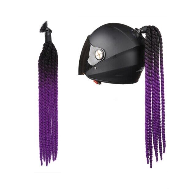 6 Braids Motorcycle Helmet Dreadlocks Women Helmet Dreadlocks Ponytail ...