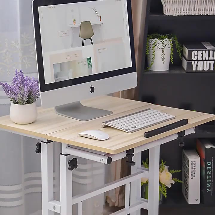 Standing Mobile Desk 67-115cm Adjustable Can Lift Standing Computer ...