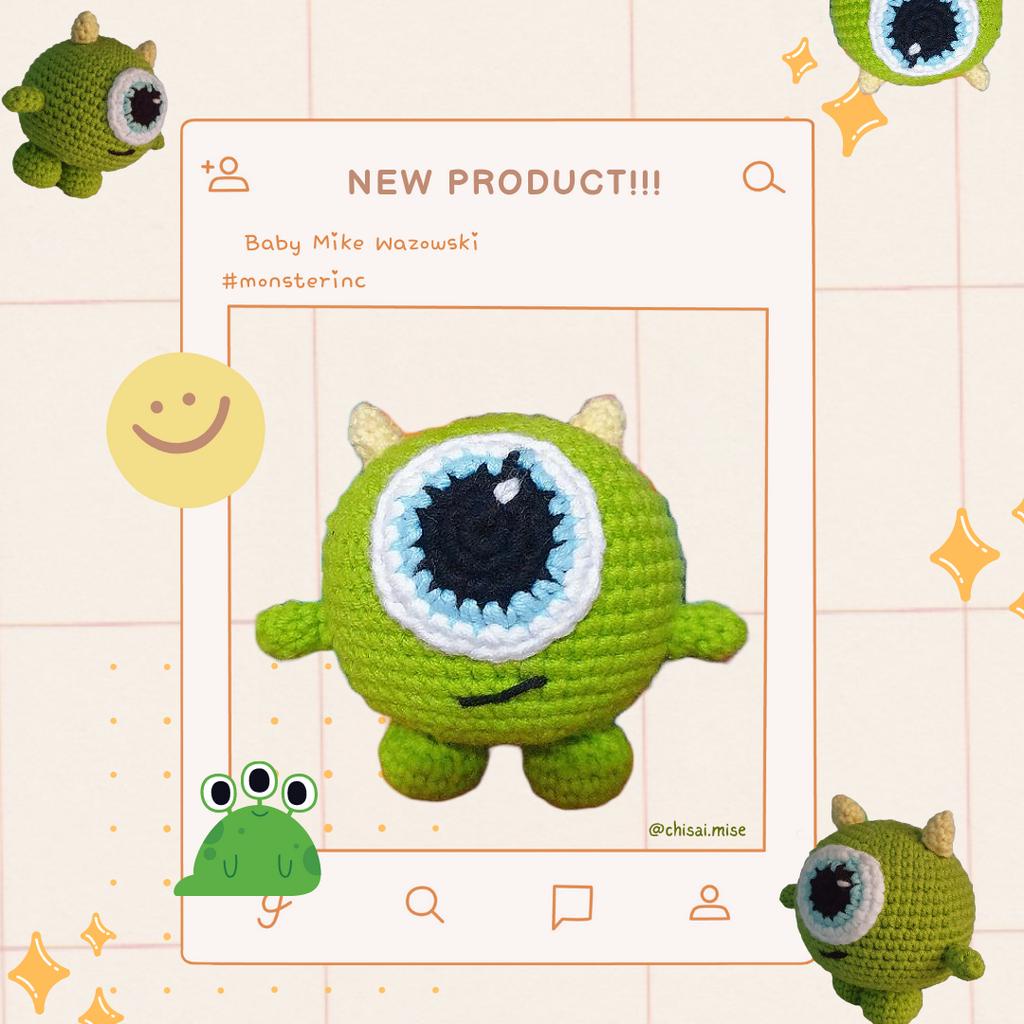 Cute Mike Wazowski Monster Inc Monster Keychains Made Of handmade Wool ...