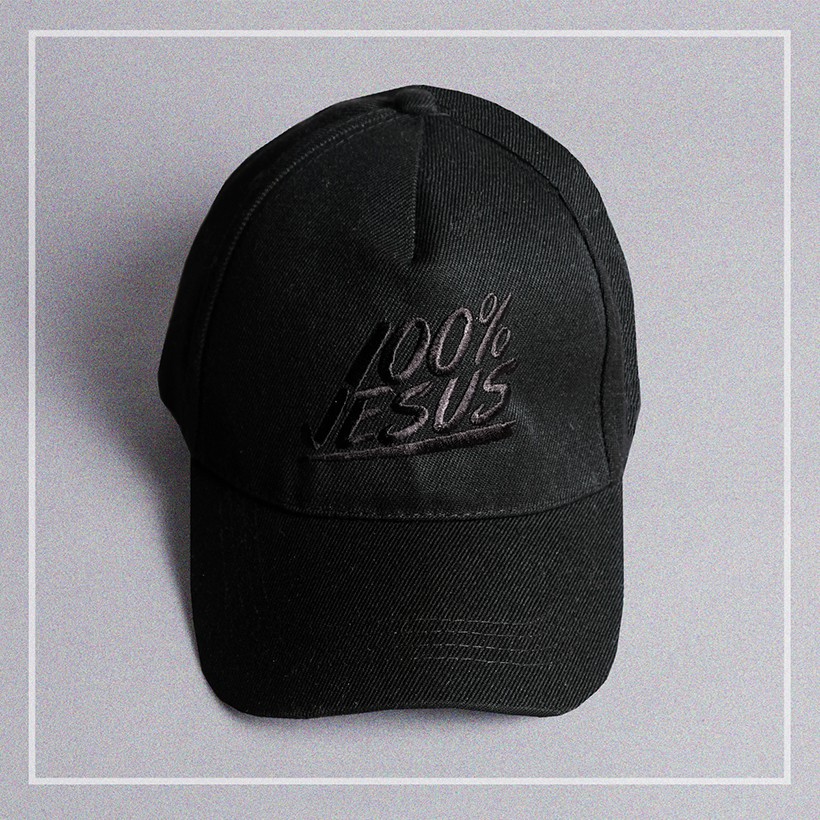 100% JESUS CAP | All black | Christian cap | Baseball cap | Embroidery ...