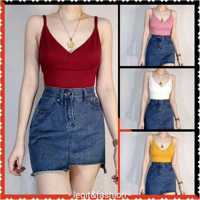 Olive spag strap top - plain small to medium | Shopee Philippines