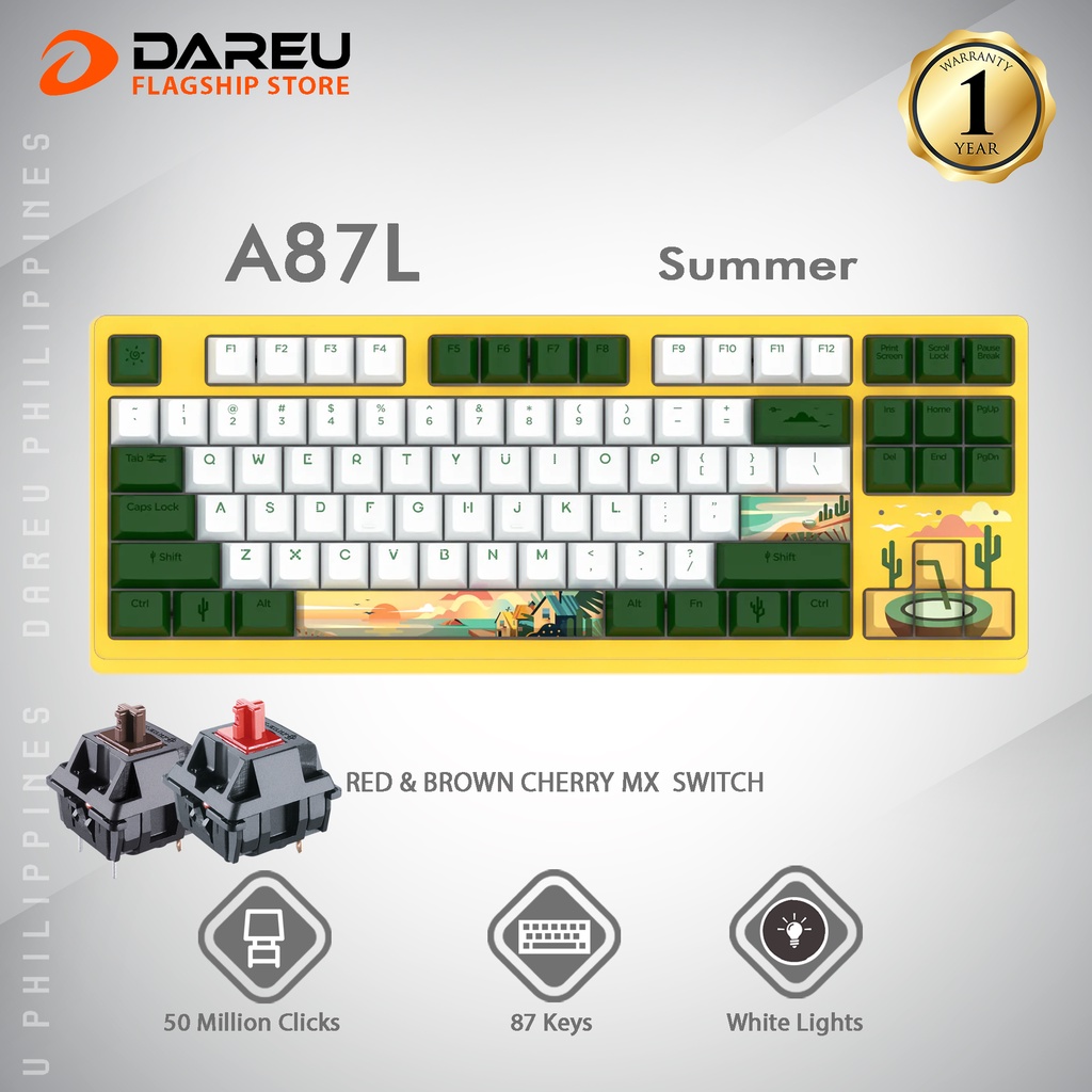 DAREU A87L SUMMER CHERRY MX SWITCH TYPE-C WIRED 87-KEY/104-KEY BACKLIT ...