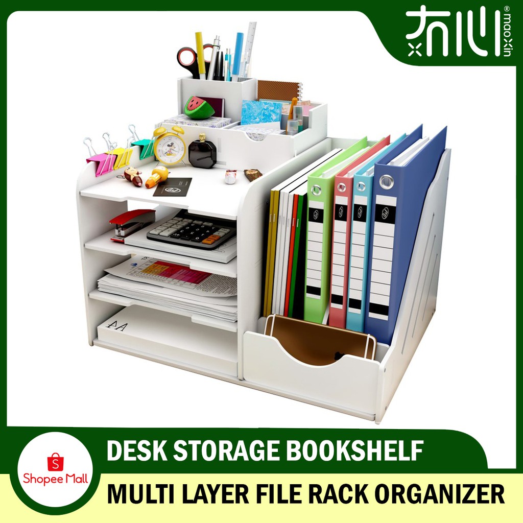 Desk Storage Bookshelf Folder Book Office Paper Storage Box File Rack ...