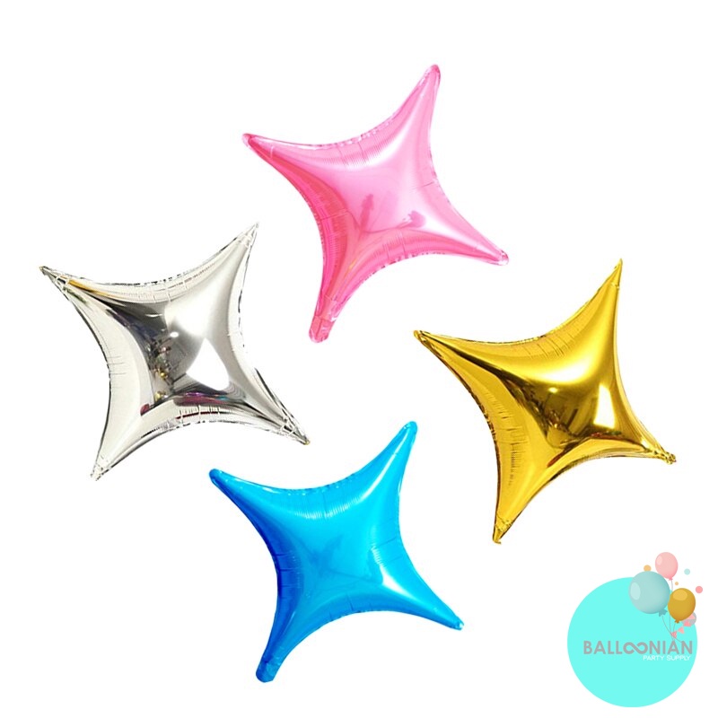 4 Sided Star 20cm Foil Balloon/4 Star Corner 10inch Balloon Foil/4 ...