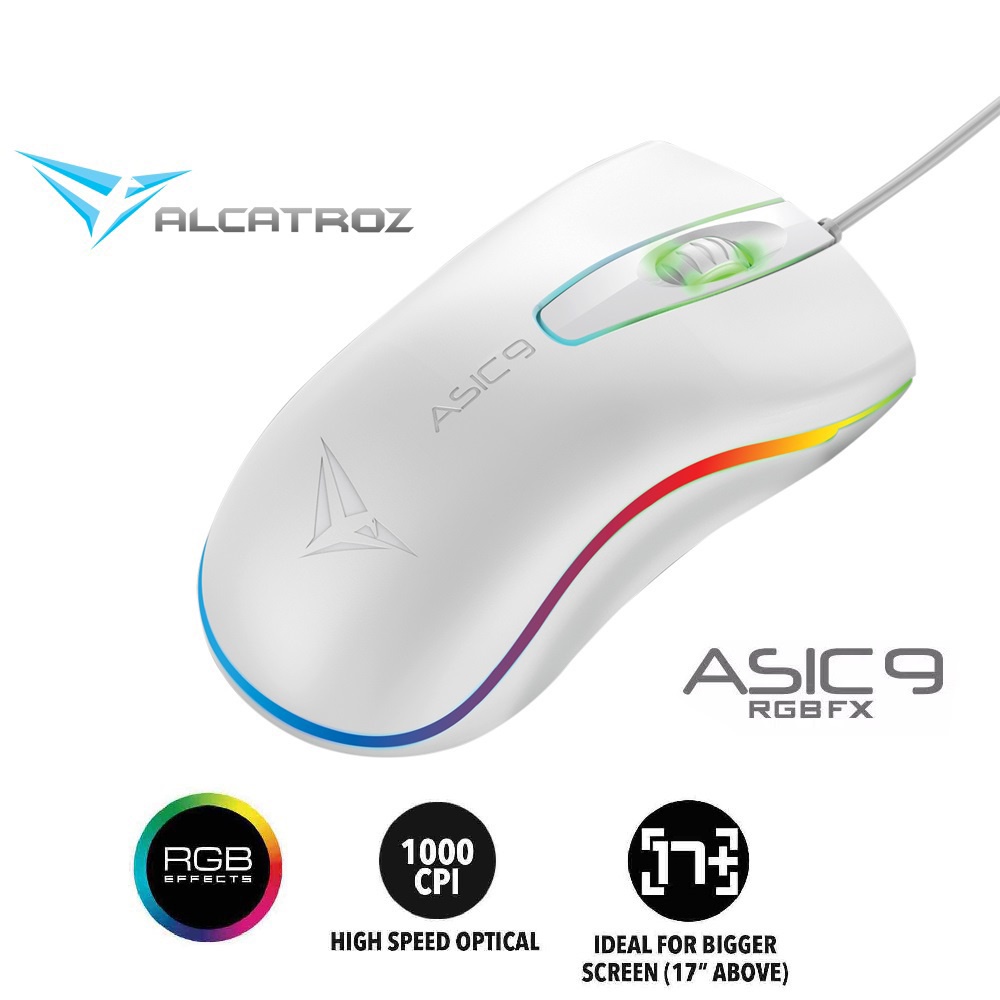 Alcatroz Asic 9 RGB FX High Resolution Optical Mouse White | Shopee ...