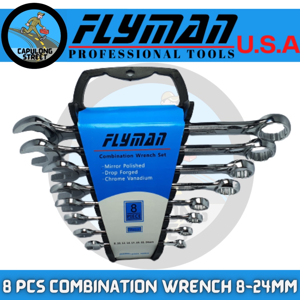 FLYMAN USA | 8 pcs Combination Wrench ( 8 - 24mm ) | Shopee Philippines