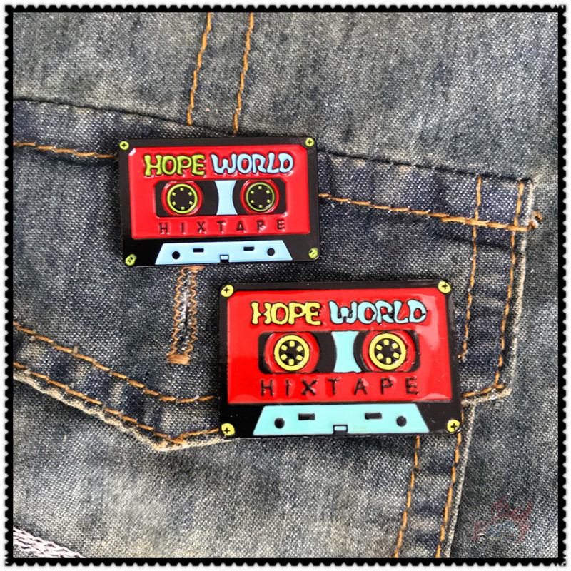 Hope World - Tape Brooches ★ 1Pc Retro Cassette Fashion Doodle Enamel ...