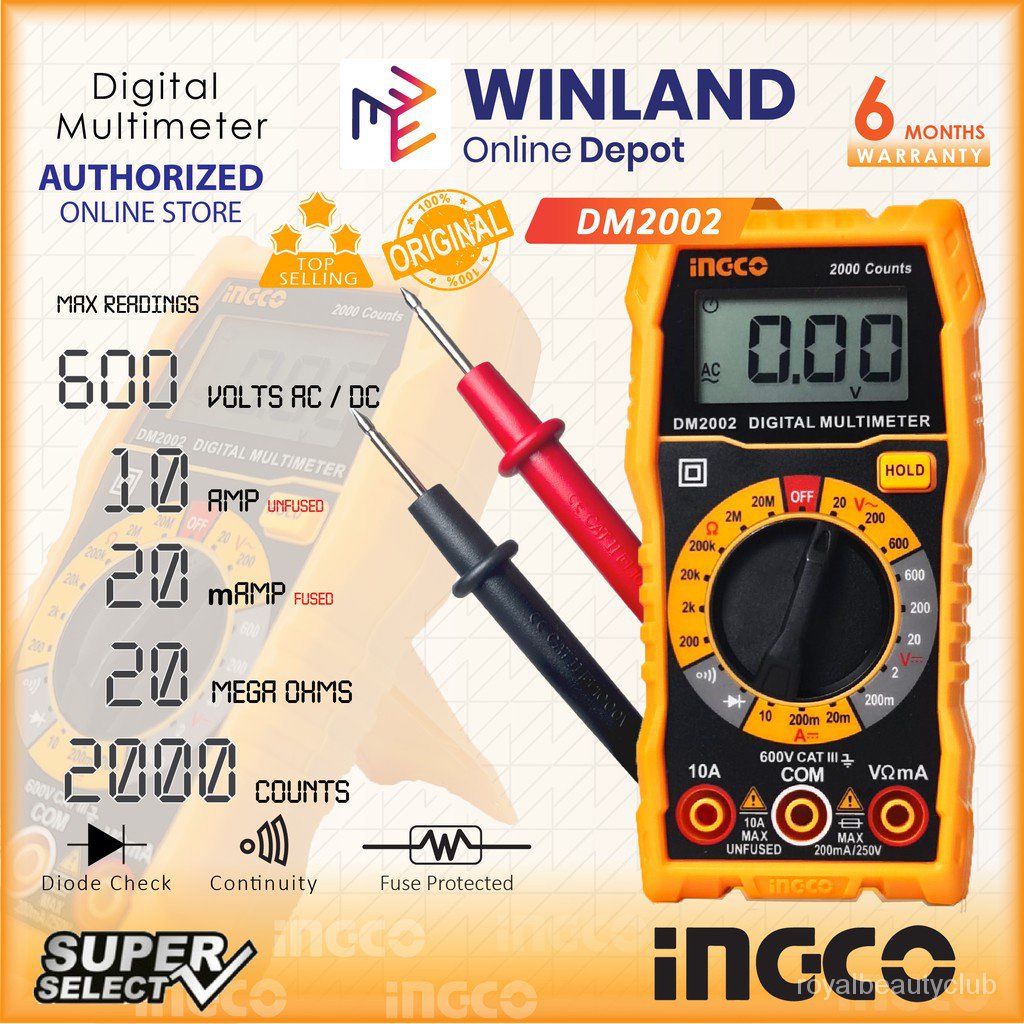 Ingco Original LCD Digital Multi Tester Multimeter Electrical Tester ...