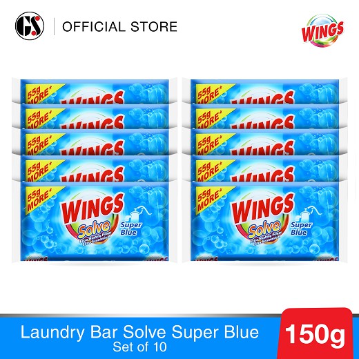 Wings Solve Super Blue Laundry Bar Detergent 130g Set of 10 | Shopee ...