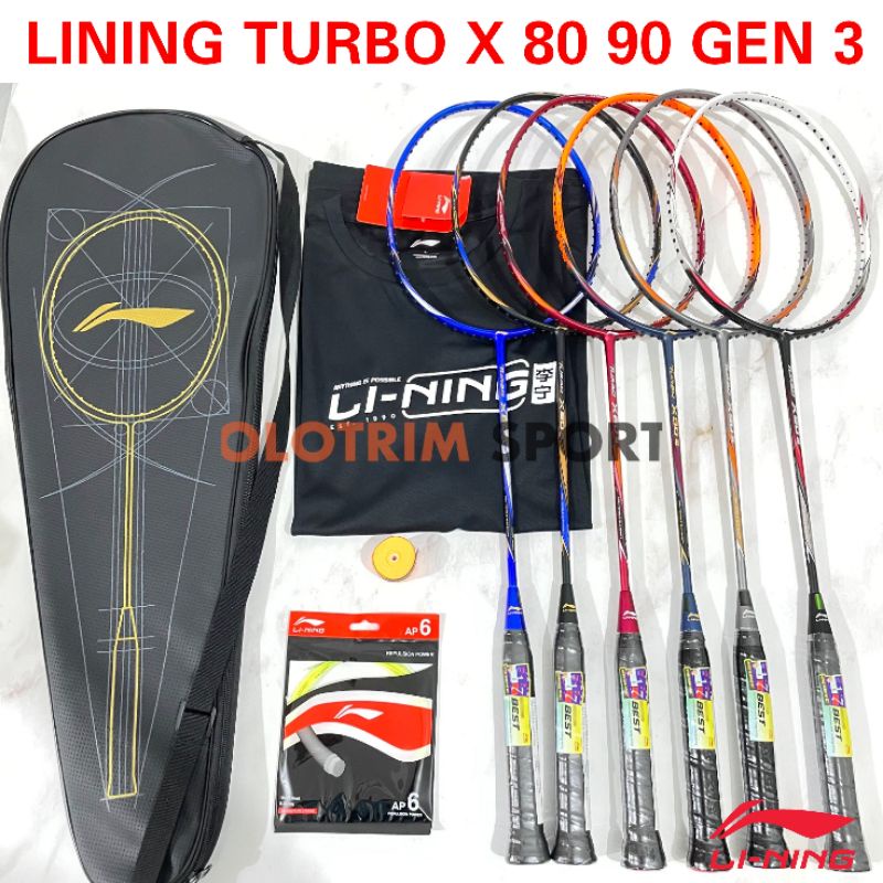 Lining Turbo Racket X80 X90 X 80 90 Gen iii 3 Complete Bonus Original | Shopee Philippines