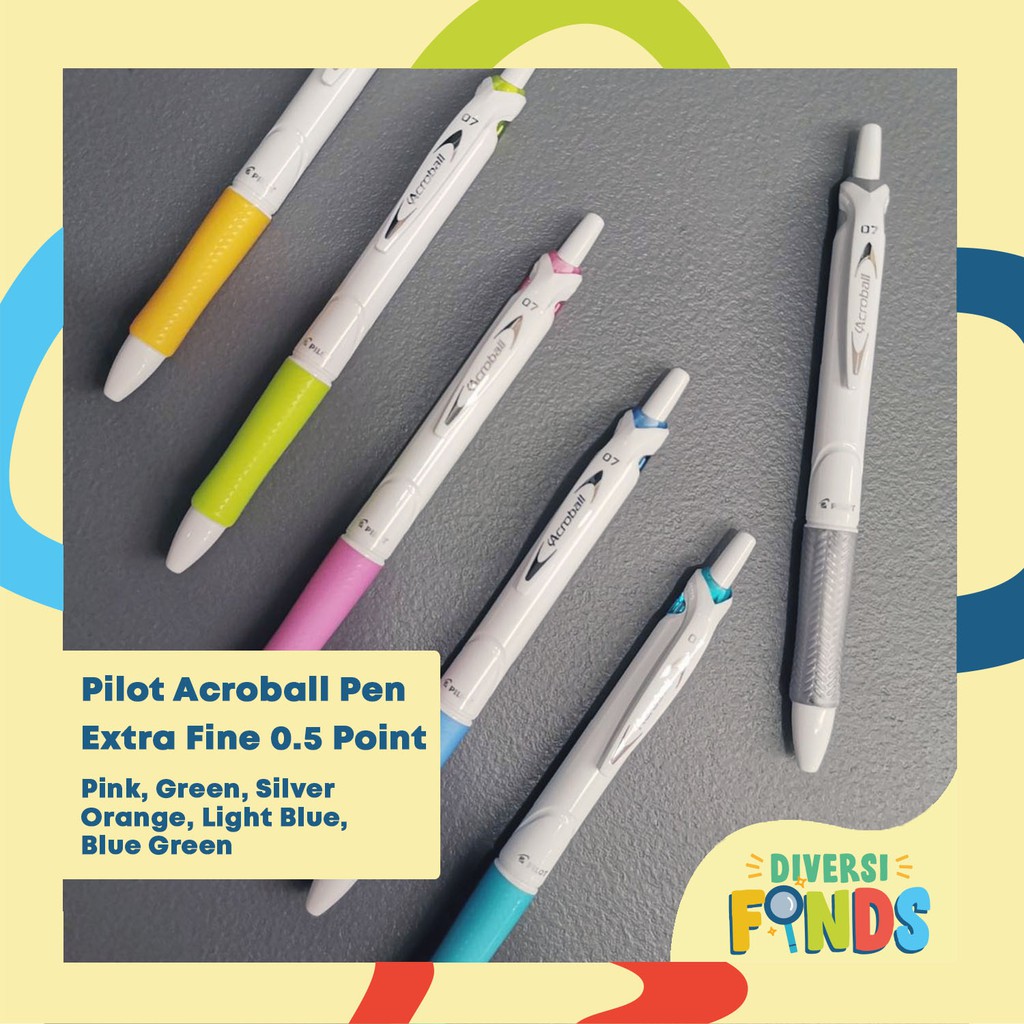 Pilot Acroball Pen Fine 0.5 and Extra Fine 0.7 in Black, Blue, Red ...