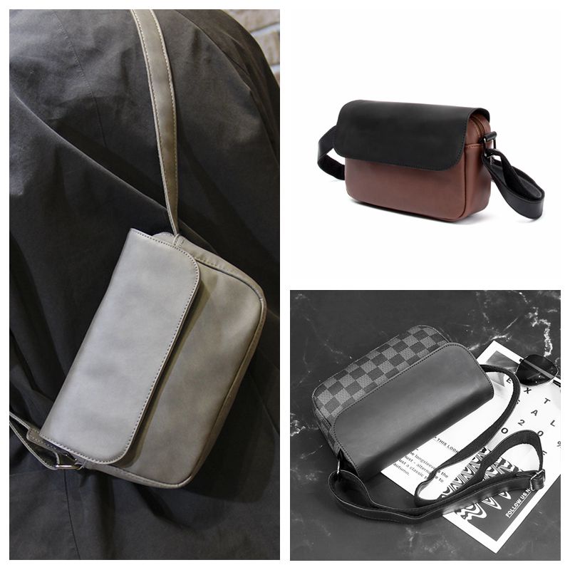 Super Fashion Men Simple Messenger Bag PU Leather Crossbody Bag Sling ...
