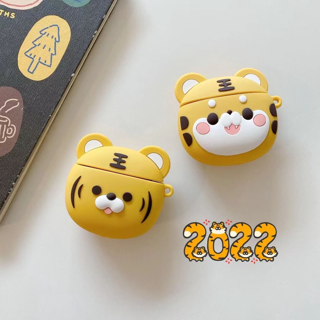 For airpods 1 2 3 pro case with carabiner Tiger cute soft silicone ...