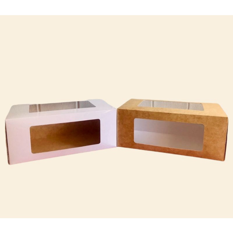 Half Roll Cake Box with window (9¾x5½x4 inches)/Reversible/High Quality ...