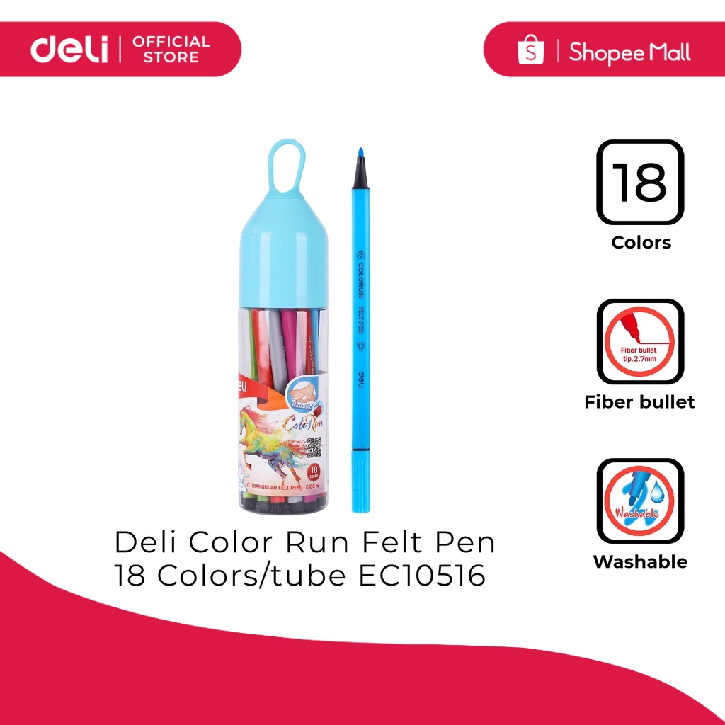 Deli EC10516 Coloring Pen 18 Colors/Tube | Shopee Philippines