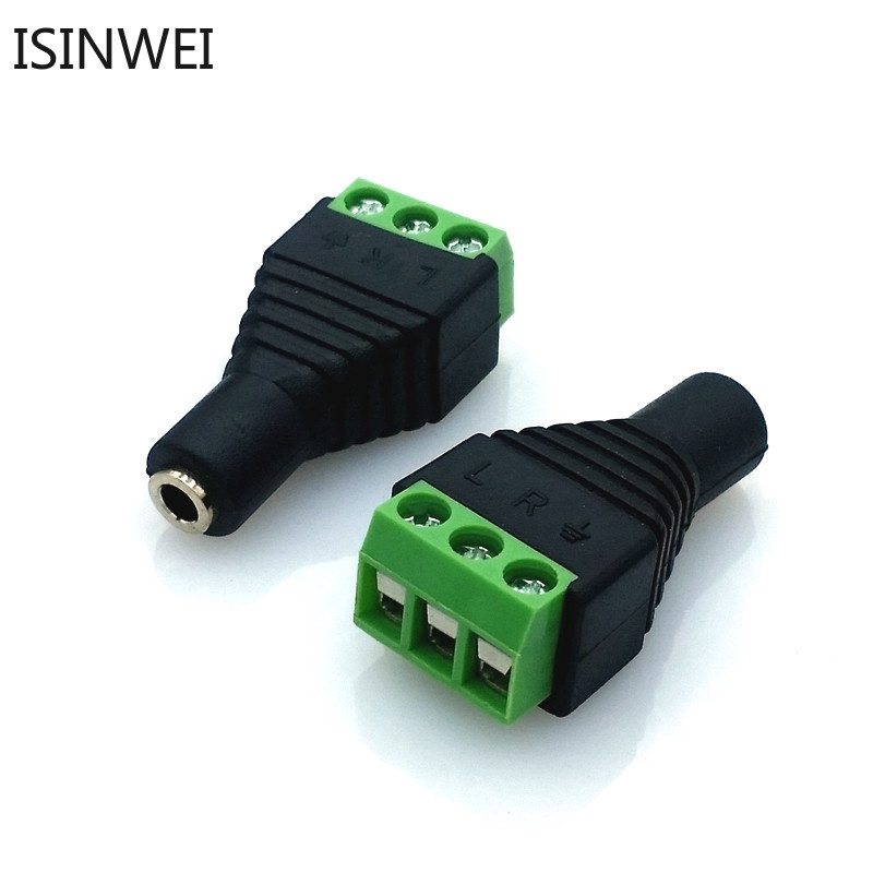 3.5mm AUX Audio Female Stereo Sound Track Socket Solderless Connector ...