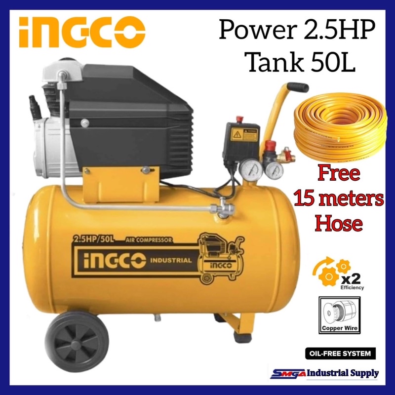 Ingco Air Compressor 50Liters (2.5hp) AC25508P FREE 15M hose wt ...